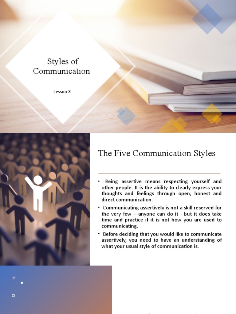 Lesson 8 - Styles of Communication | PDF | Communication | Psychology