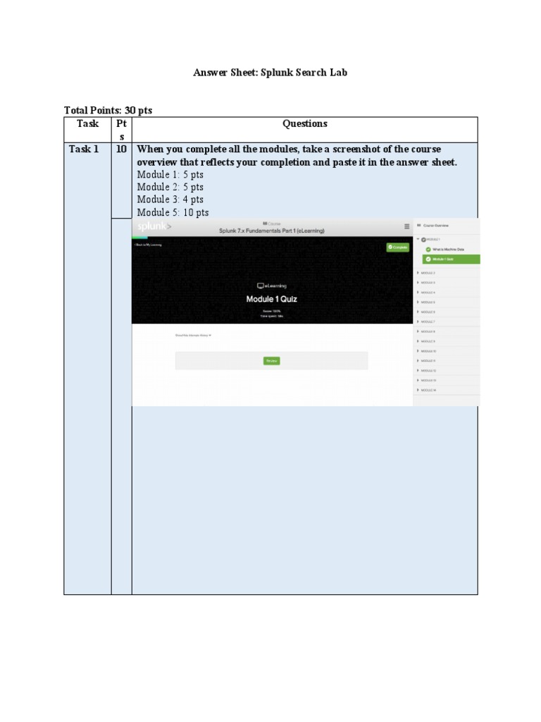 Answer Sheet-Splunk Search | PDF