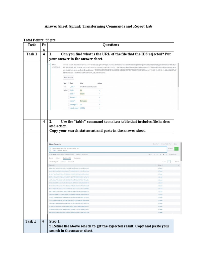 Splunk Report Lab: Transforming Commands | PDF | Computer Data | Computing
