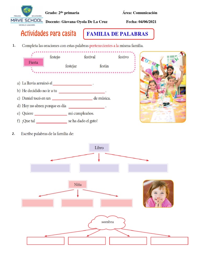 Actividades para Casita Familia de Palabras | PDF