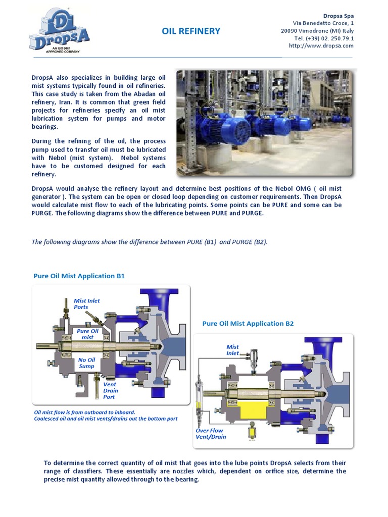 Oil Refinery: Pure Oil Mist Application B1 | PDF | Oil Refinery | Pump
