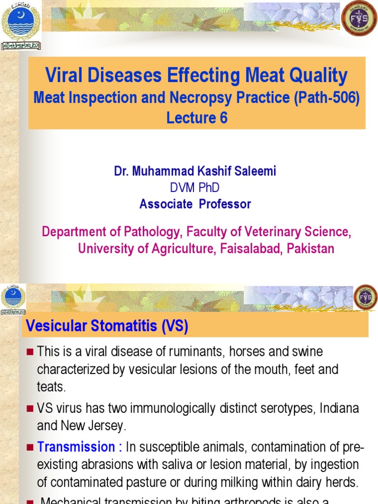 Viral Diseases Effecting Meat Quality: Meat Inspection and Necropsy ...