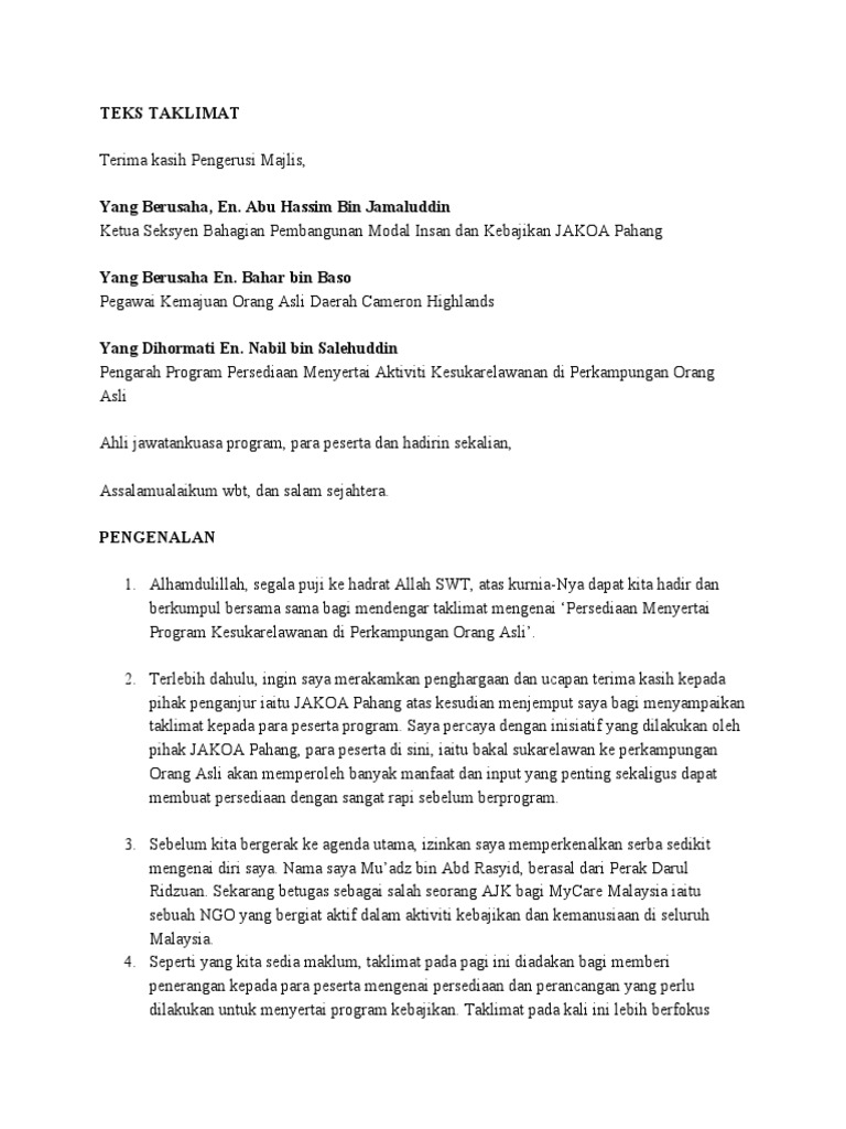 Teks Taklimat | PDF