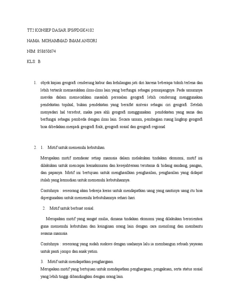 TT2 Konsep Dasar Ips | PDF