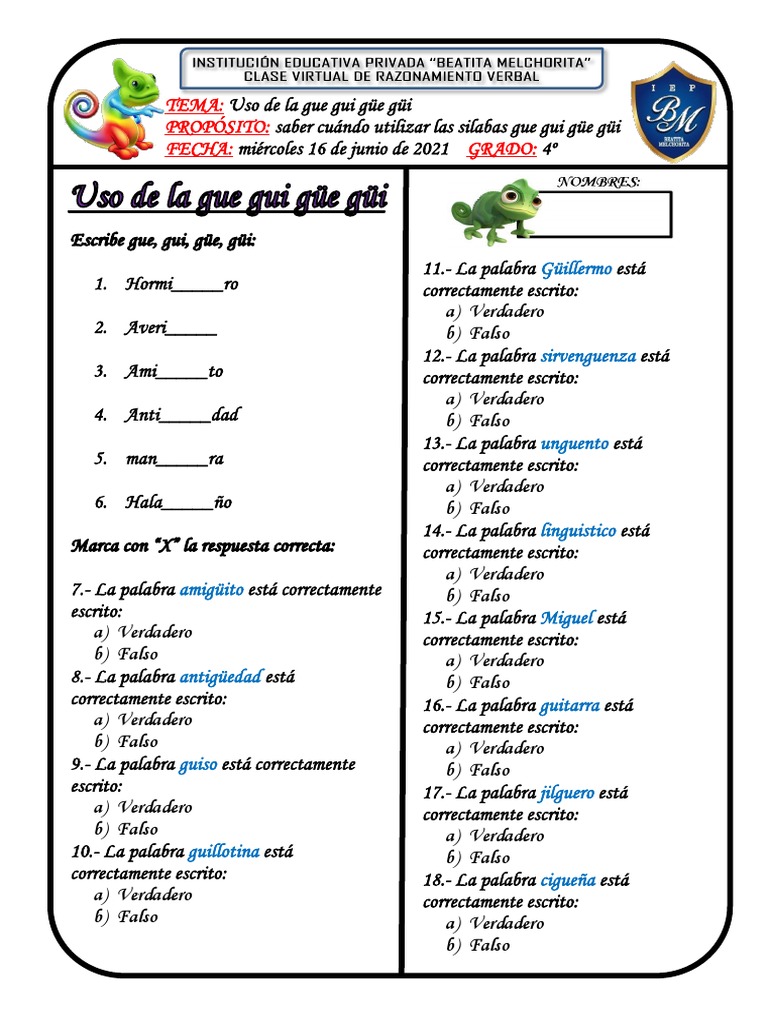 Uso de Gue, Gui, Güe y Güi en Español | PDF