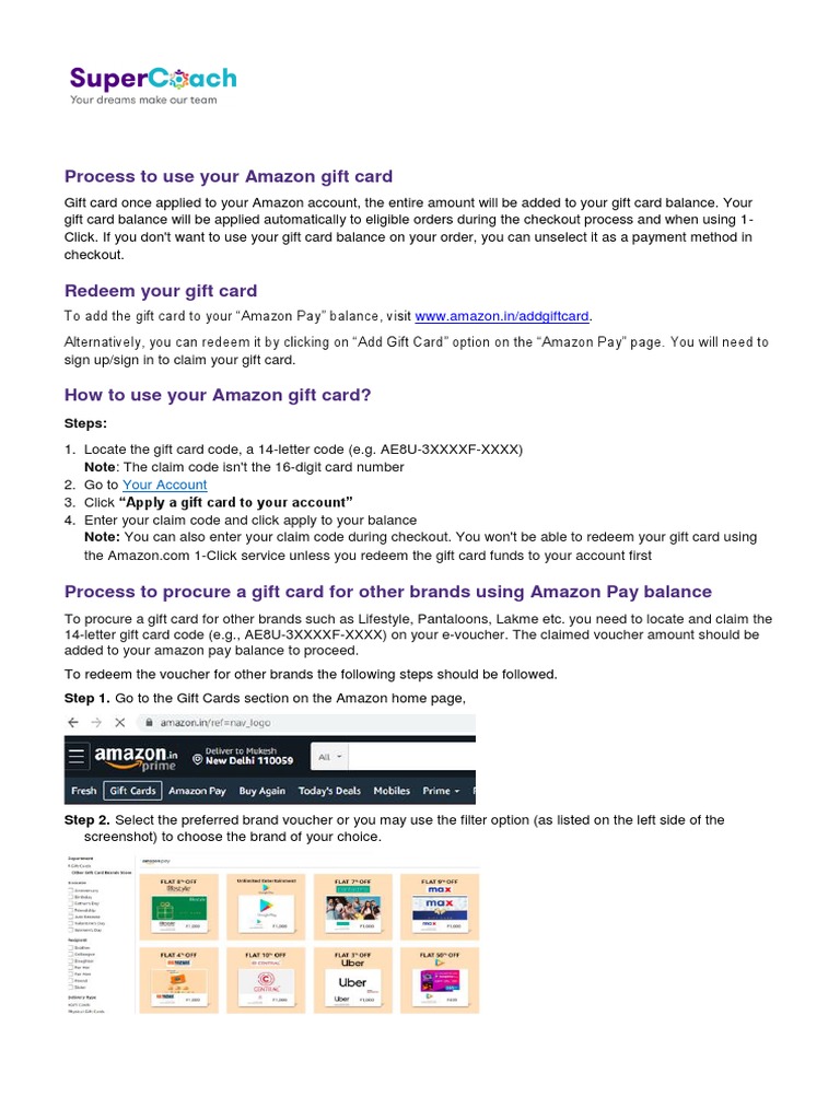 How To Redeem Your Amazon Gift Card | PDF | Gift Card | Voucher
