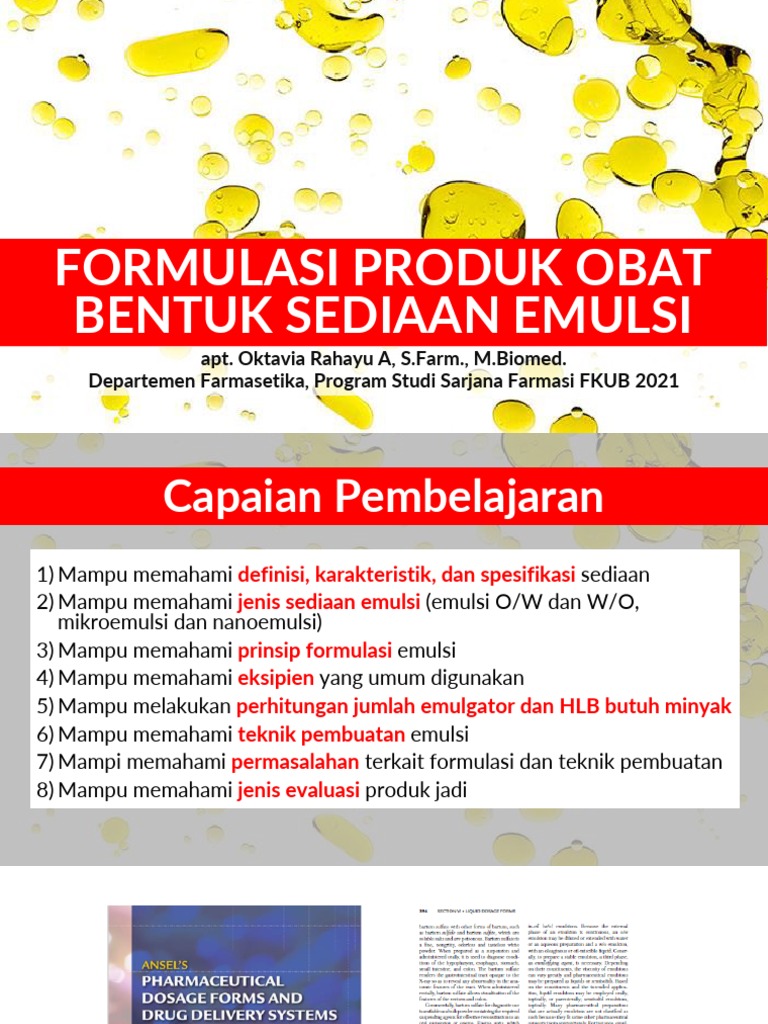 Formulasi Produk Obat Bentuk Sediaan Emulsi | PDF