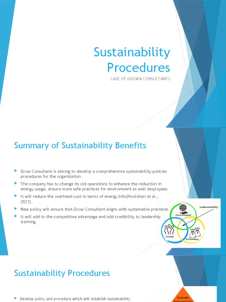 Sustainability Procedures: Case of Grown Consultants | Download Free ...