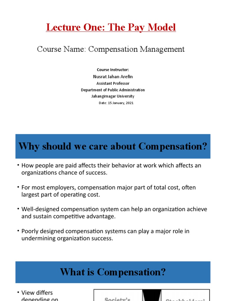 Lecture One: The Pay Model: Course Name: Compensation Management | PDF ...