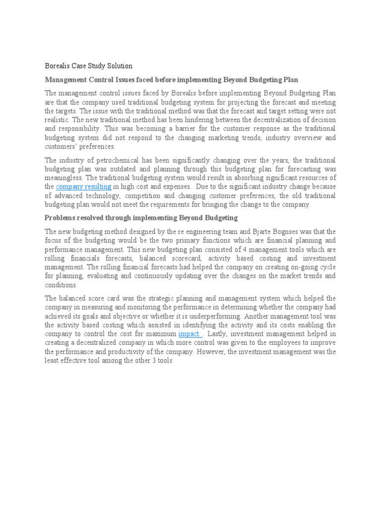 Borealis Case Study Solution Additional | PDF