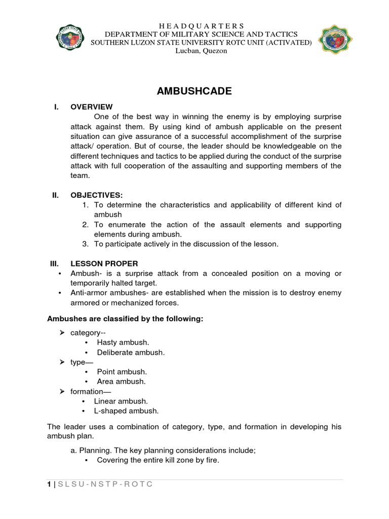 Planning and Executing Ambushes: Techniques and Considerations for ...