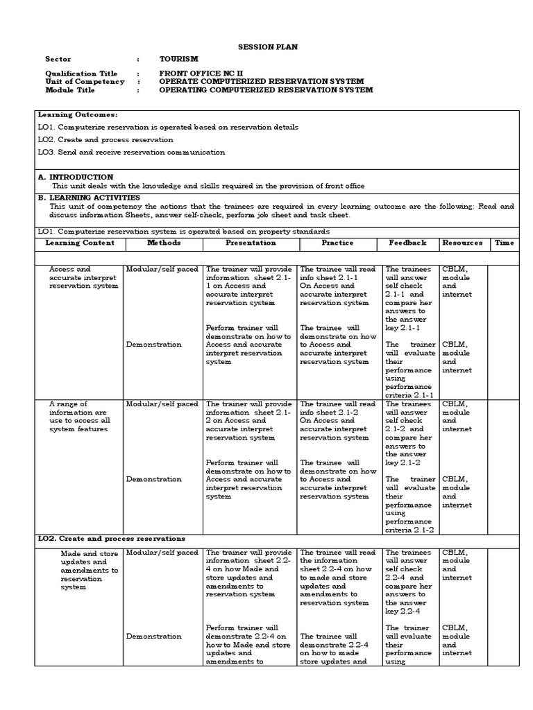 2.session Plan | PDF | Competence (Human Resources) | Test (Assessment)