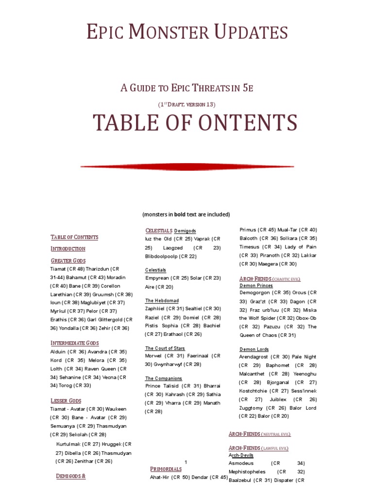 5e Epic Updates - v13 PG | PDF | Nature