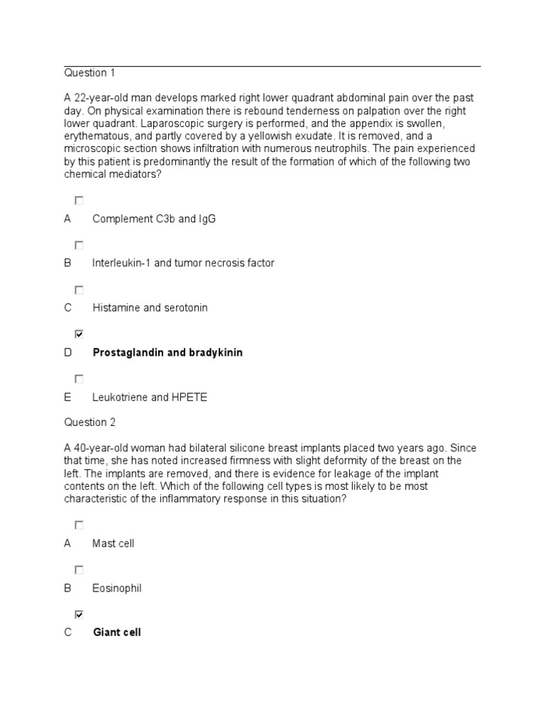PreTest - Pathology Questions Multiple Choice Sample Exam | PDF ...
