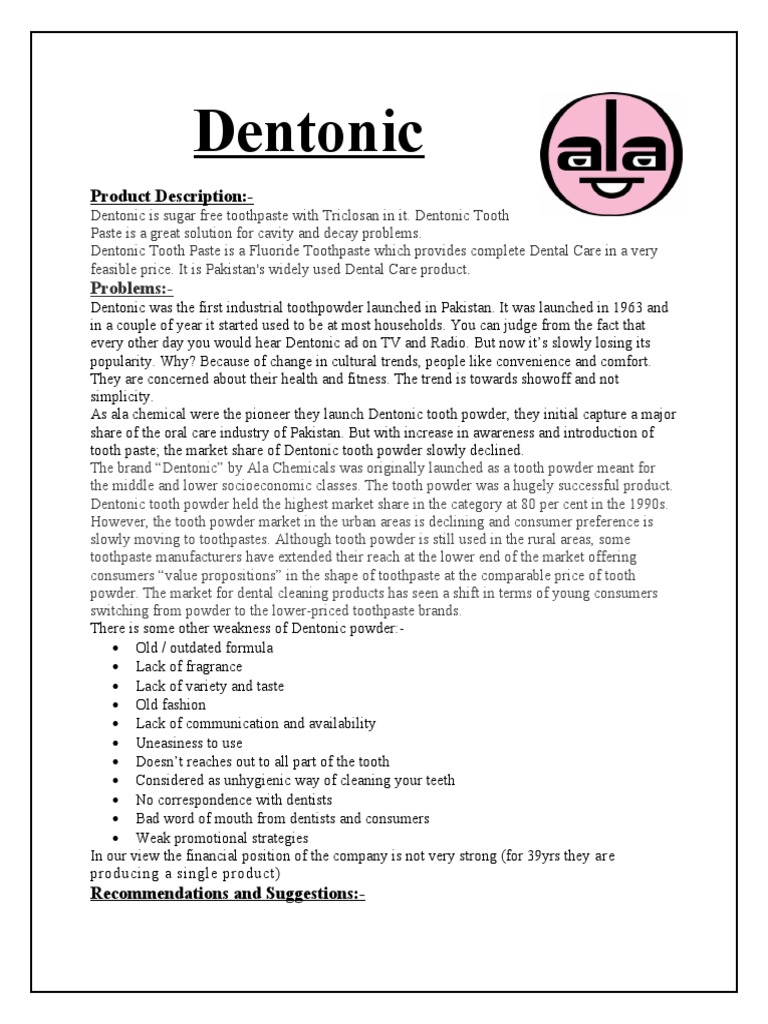 Dentonic: Product Description | PDF | Oral Hygiene | Business