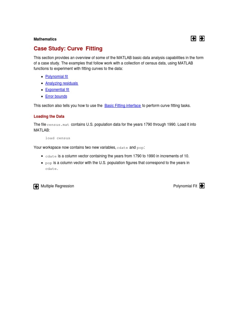 Case Study Curve Fitting | PDF | Errors And Residuals | Matlab