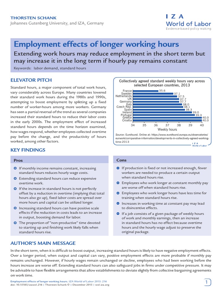 Employment Effects of Longer Working Hours | PDF | Labour Economics ...