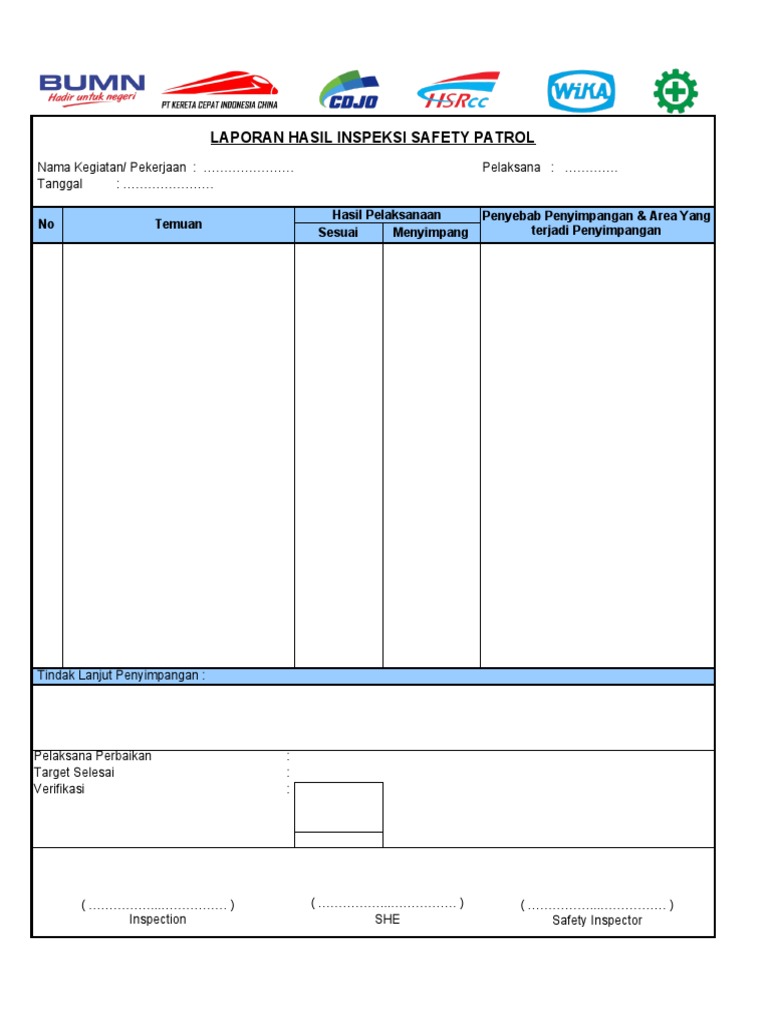 Form Inspeksi Safety Patrol | PDF