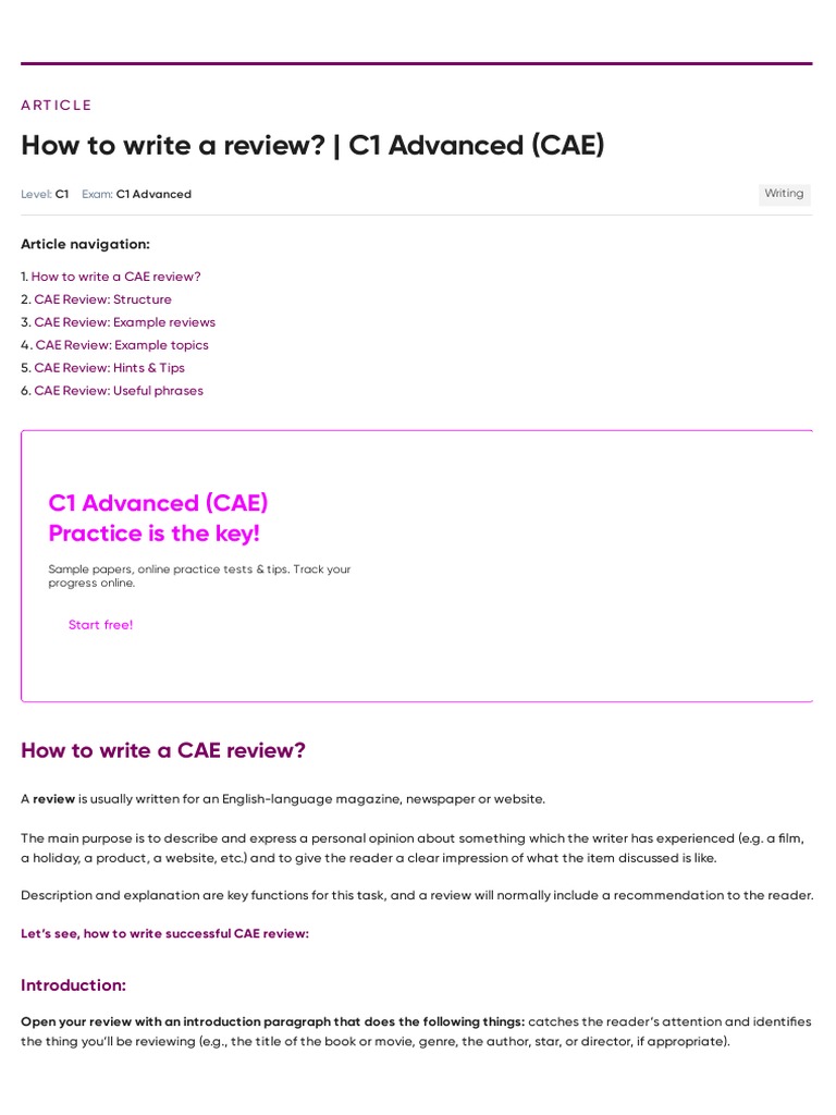 CAE Review Writing Guide | PDF | Vocabulary | Books