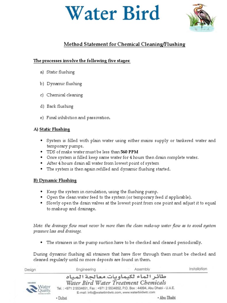METHOD STATEMENT FLUSHING - Stamped | PDF | Drainage | Pump