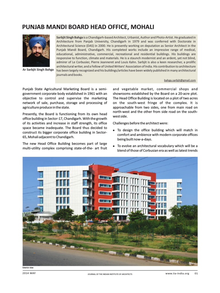 Punjab Mandi Board Head Office, Mohali | PDF | Punjab | Architect
