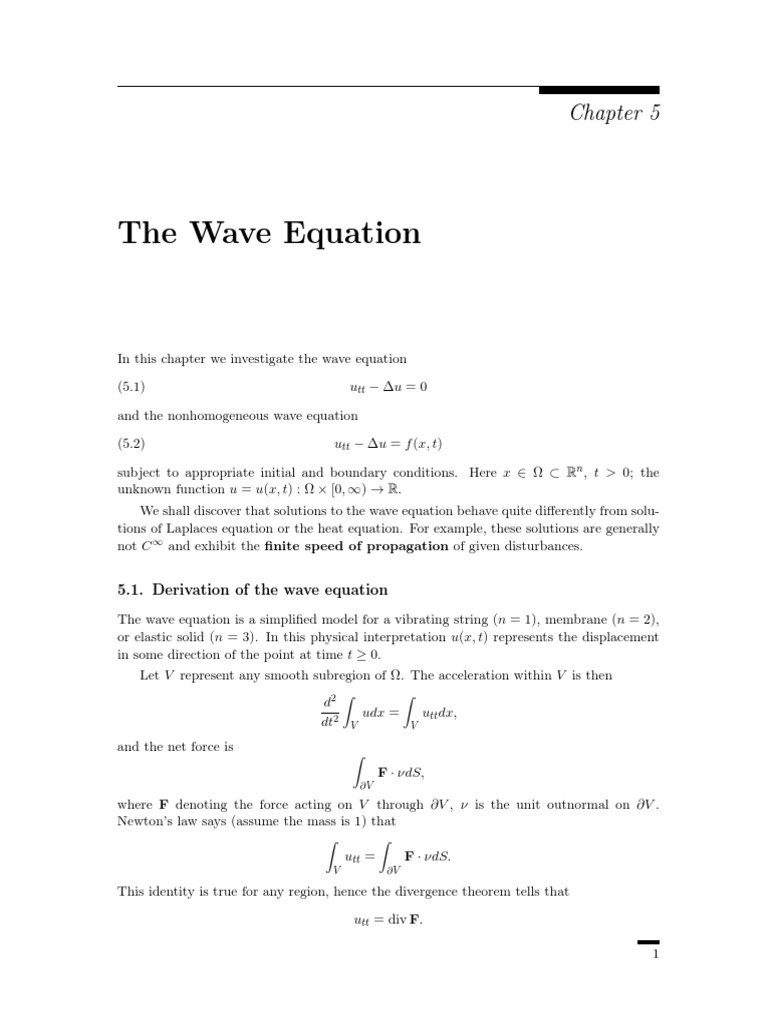 5.1. Derivation of The Wave Equation | PDF | Wave Equation | Equations