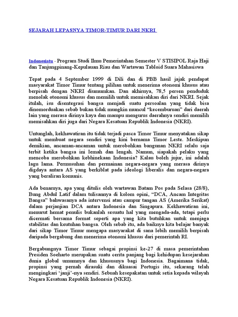 Sejarah Lepasnya Timor | PDF