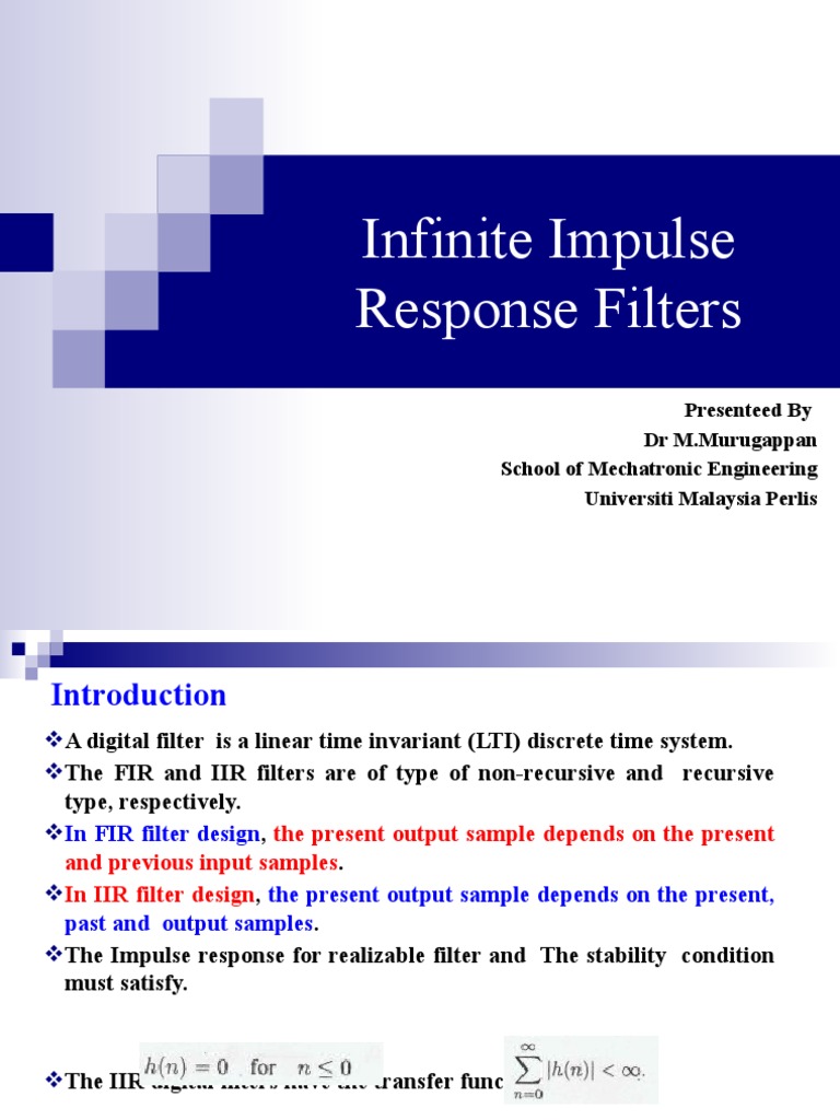 Lecture9-IIR Filter | PDF | Filter (Signal Processing) | Low Pass Filter