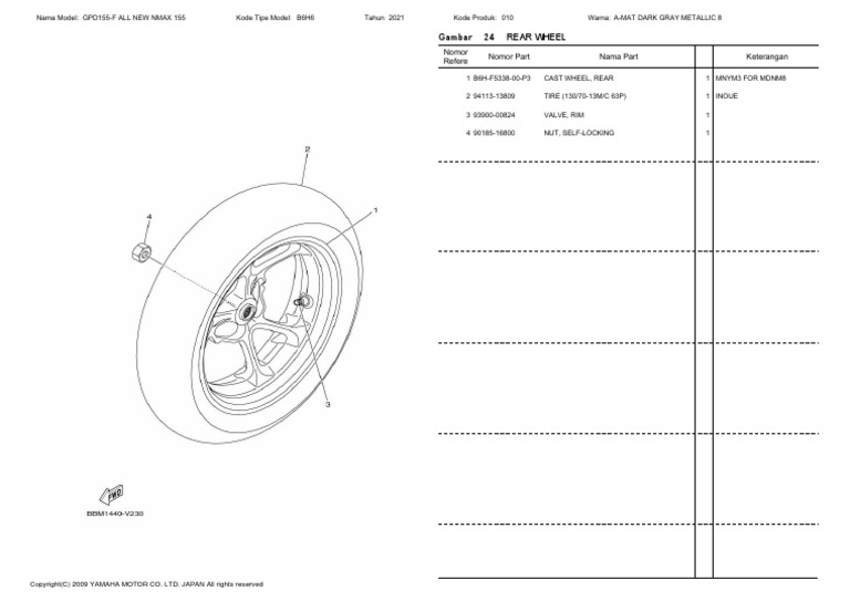 24.GPD155-F All New Nmax 155 Connected Version Rear Wheel | PDF