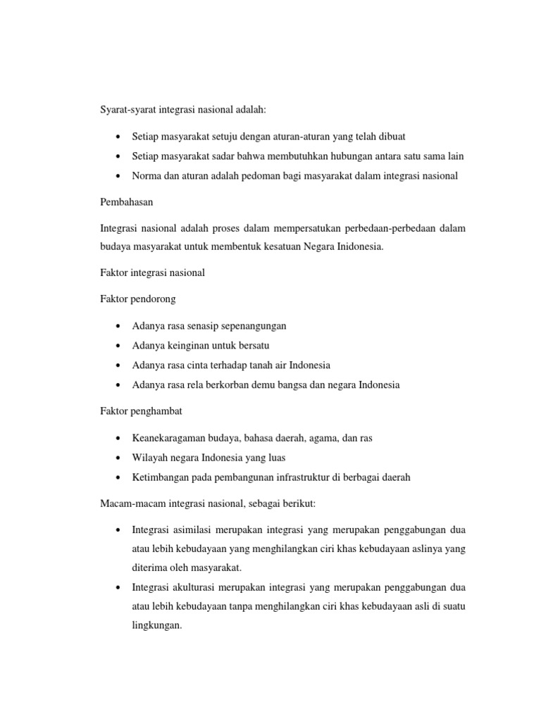 INDAH SUCI PKN (Syarat-Syarat Integrasi) | PDF