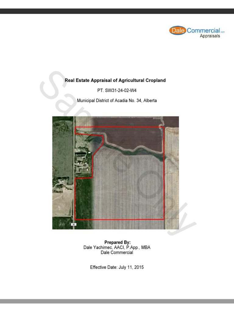 Sample Farmland Appraisal | PDF | Real Estate Appraisal | Property