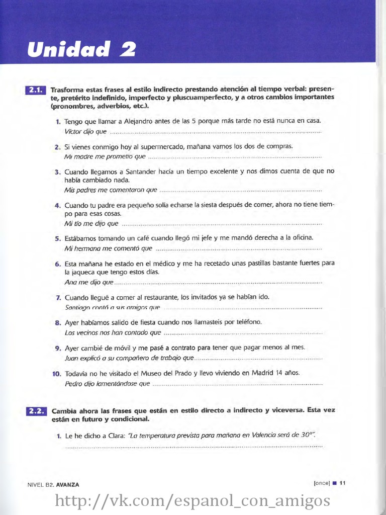 Ejercicios Estilo Indirecto | PDF