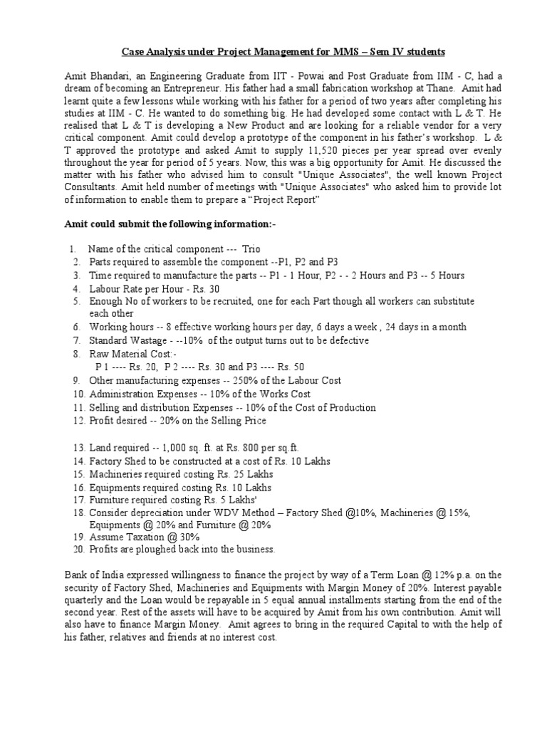 Project Management Case Study | PDF | Interest | Margin (Finance)