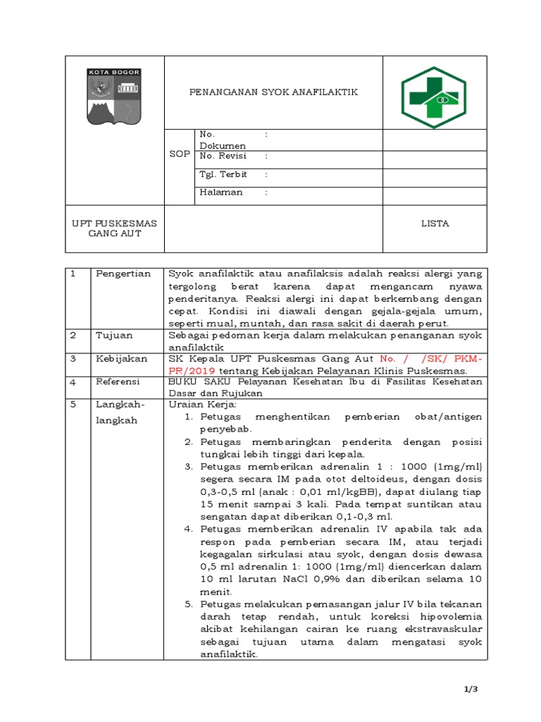 348.SOP Syok Anafilaktik | PDF