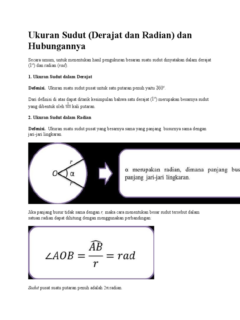 Materi Ukuran Sudut Dan Radian | PDF