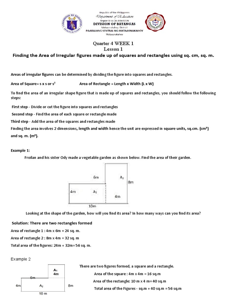 WEEK 1 Math 4 Q4 | PDF | Area | Space