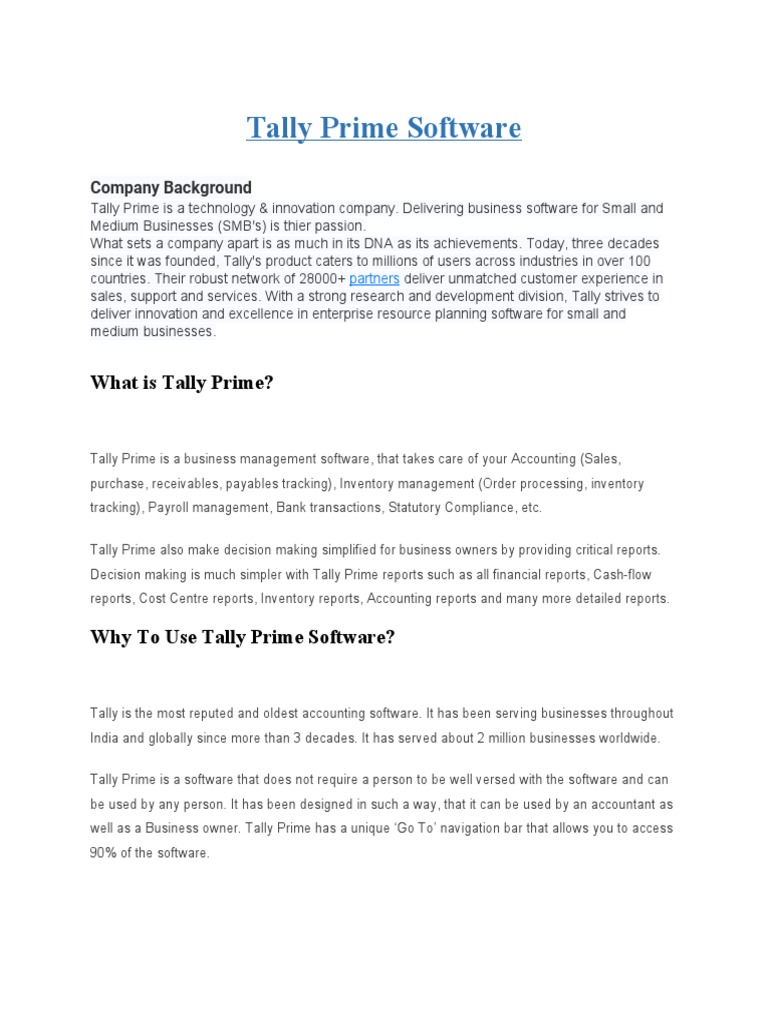 Tally Prime Software (DCM) | PDF | Software | Computing