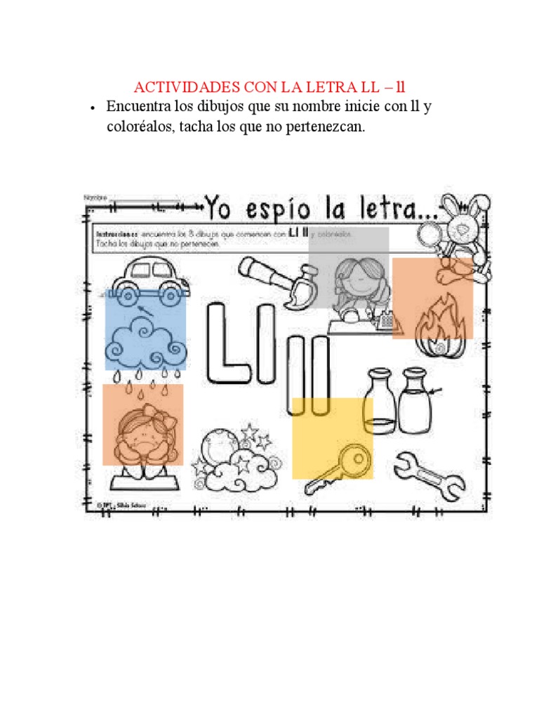 Actividades Con La Letra LL | PDF