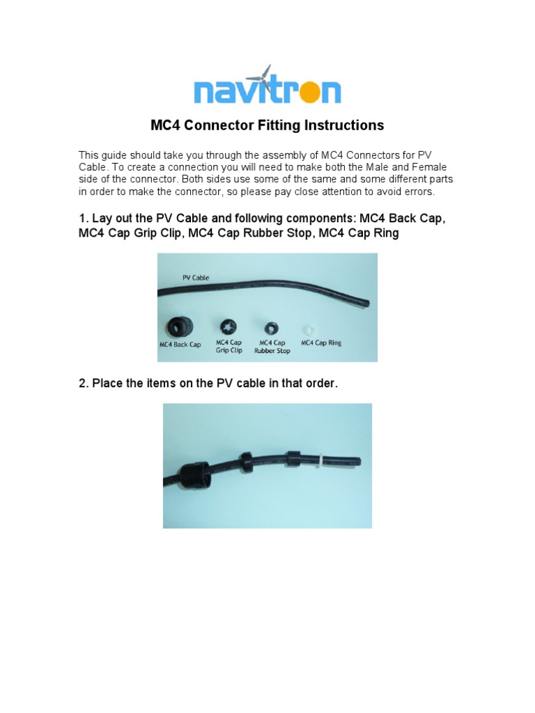 MC4 Connector Fitting Instructions | PDF | Computers