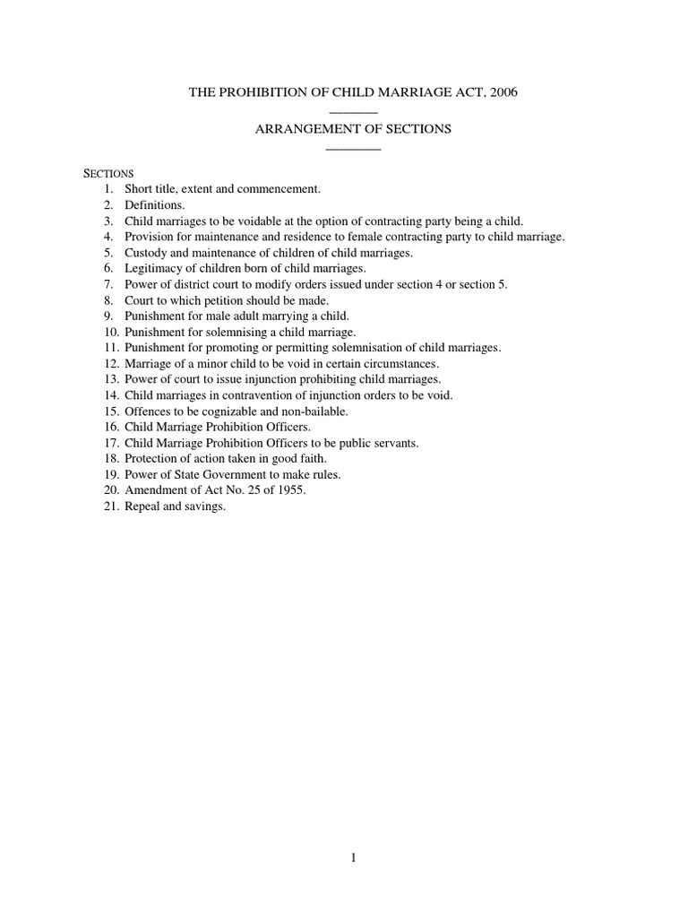 Prohibition of Child Marriage Act, 2006 | PDF | Annulment | Public Law