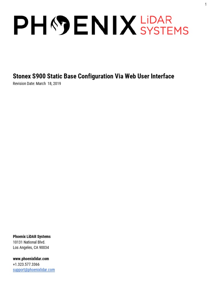 Stonex S900 Static Base Configuration Via Web User Interface | PDF | Computing | Computing And ...