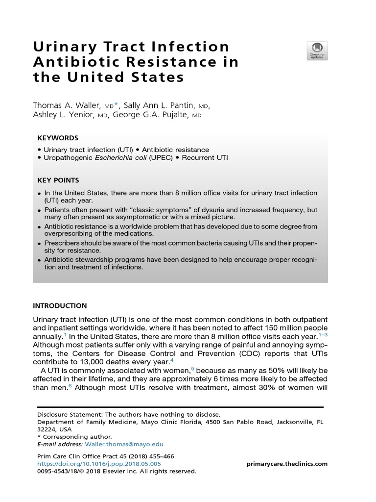 UTI Antibiotic Resistance in the U.S. | PDF | Urinary Tract Infection ...