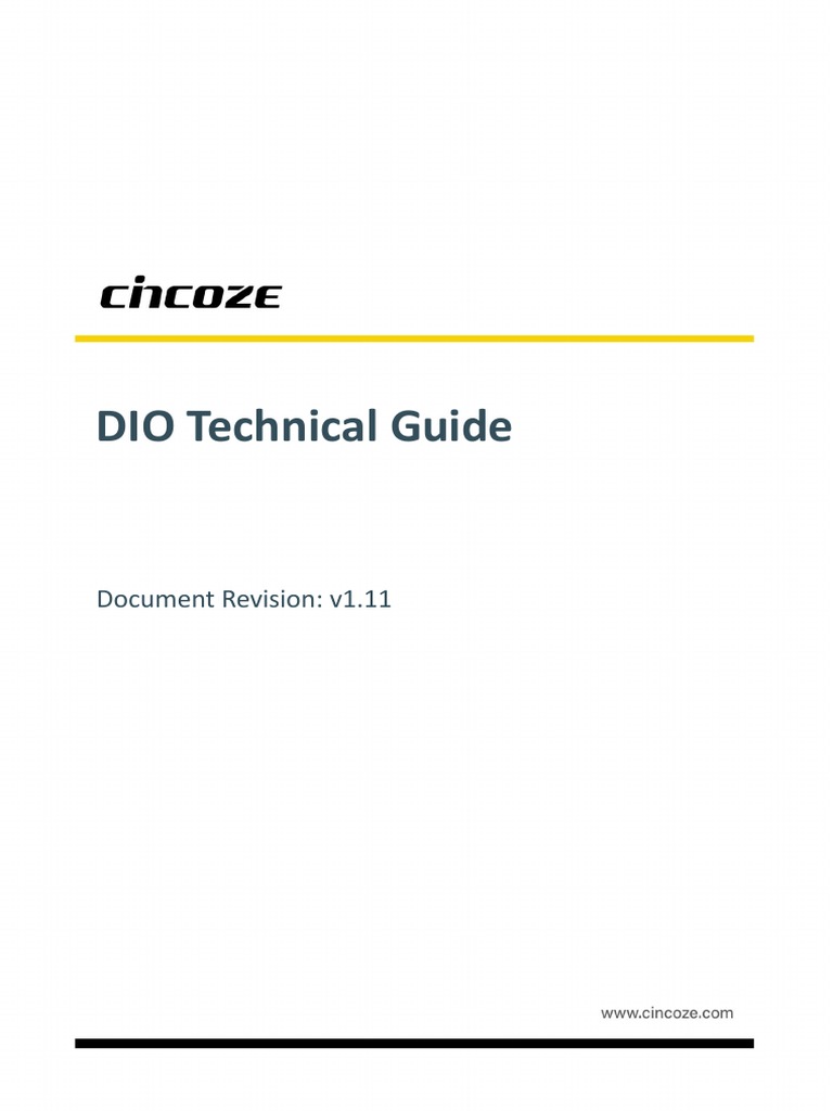 DIO Technical Guide: Document Revision: v1.11 | PDF | Byte | Bit