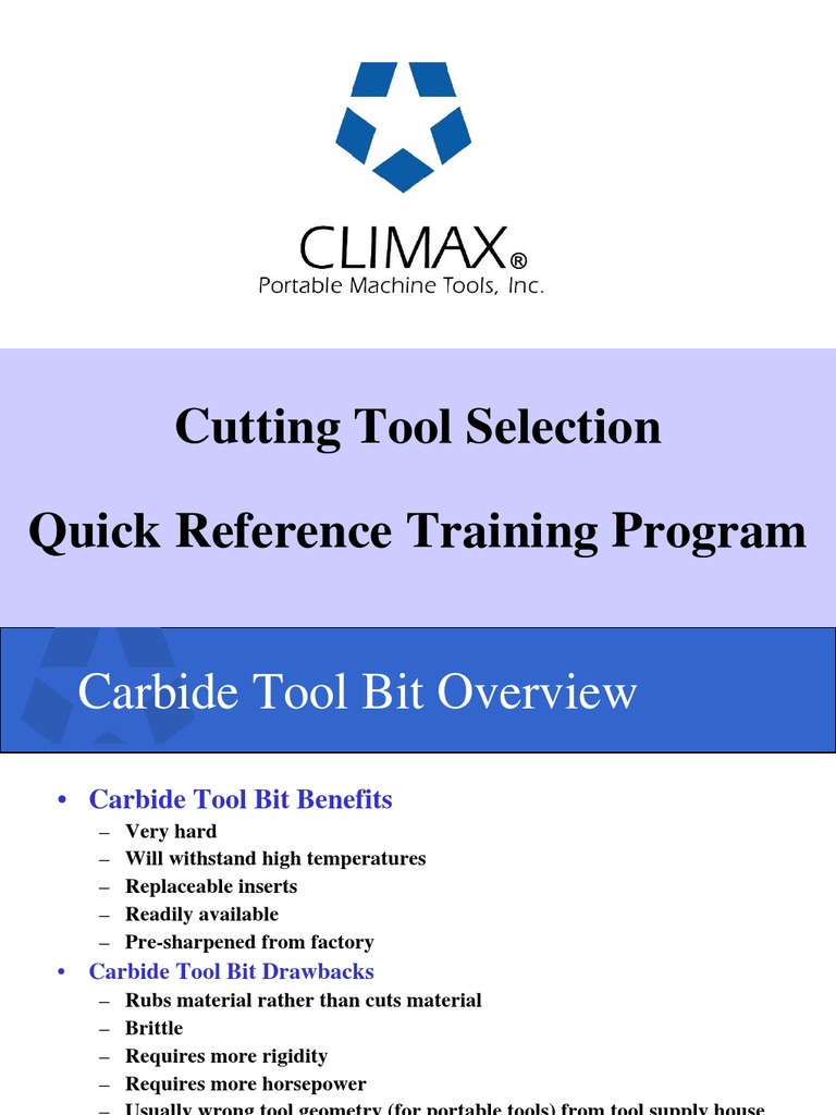 Cutting Tool Selection Quick Reference Training Program Pdf