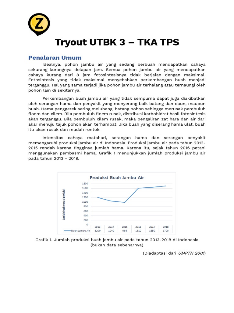 Zenius TRY OUT UTBK 3 TKA TPS | PDF
