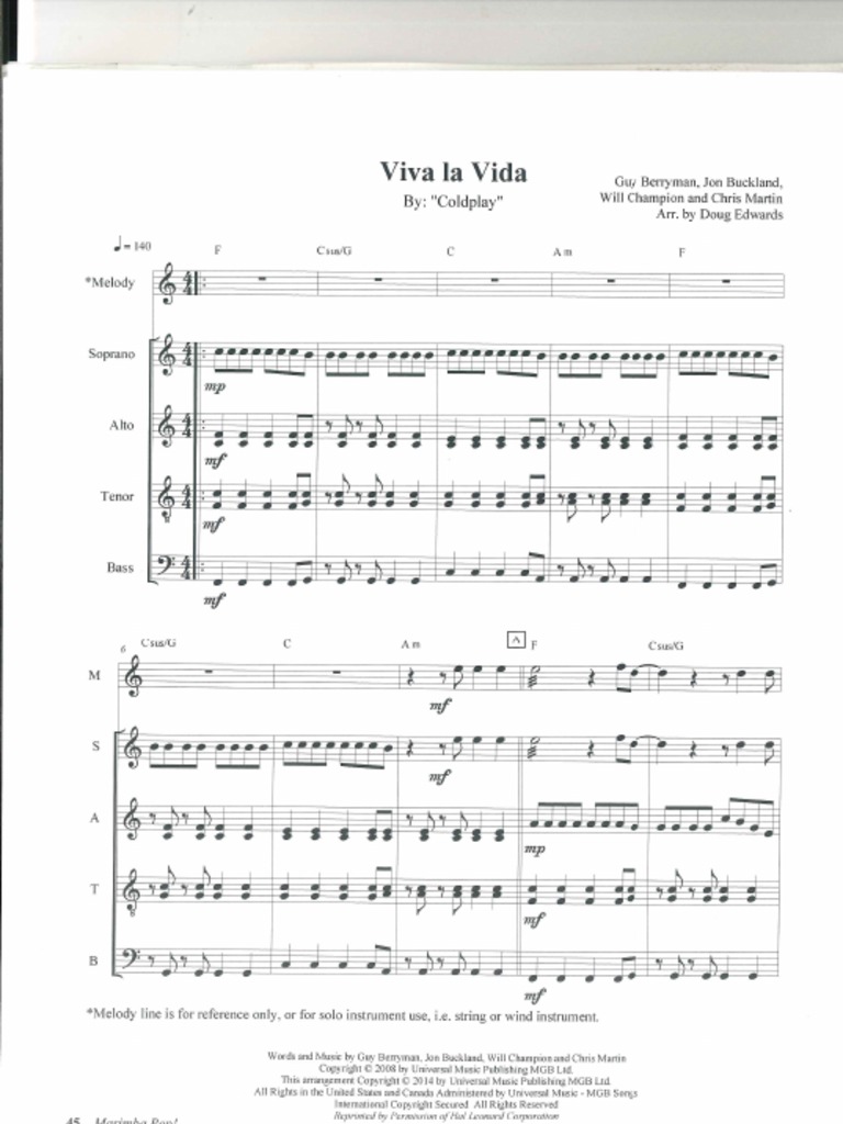 Viva La Vida - Music Sheet | PDF