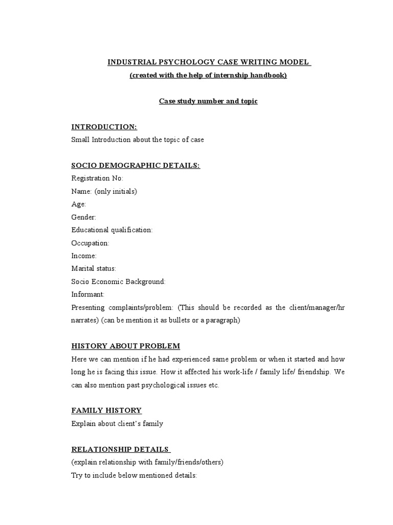 Organizational Psychology Case Writing Format | PDF | Psychological ...