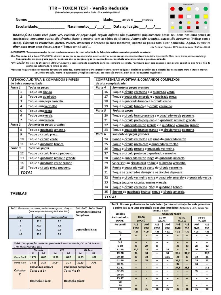 TOKEN TEST - Folha de Aplicação - Nova Versão | PDF | Técnicas ...