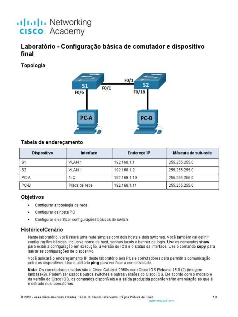 2.9.2 Lab Basic Switch and End Device Configuration PT BR | PDF ...