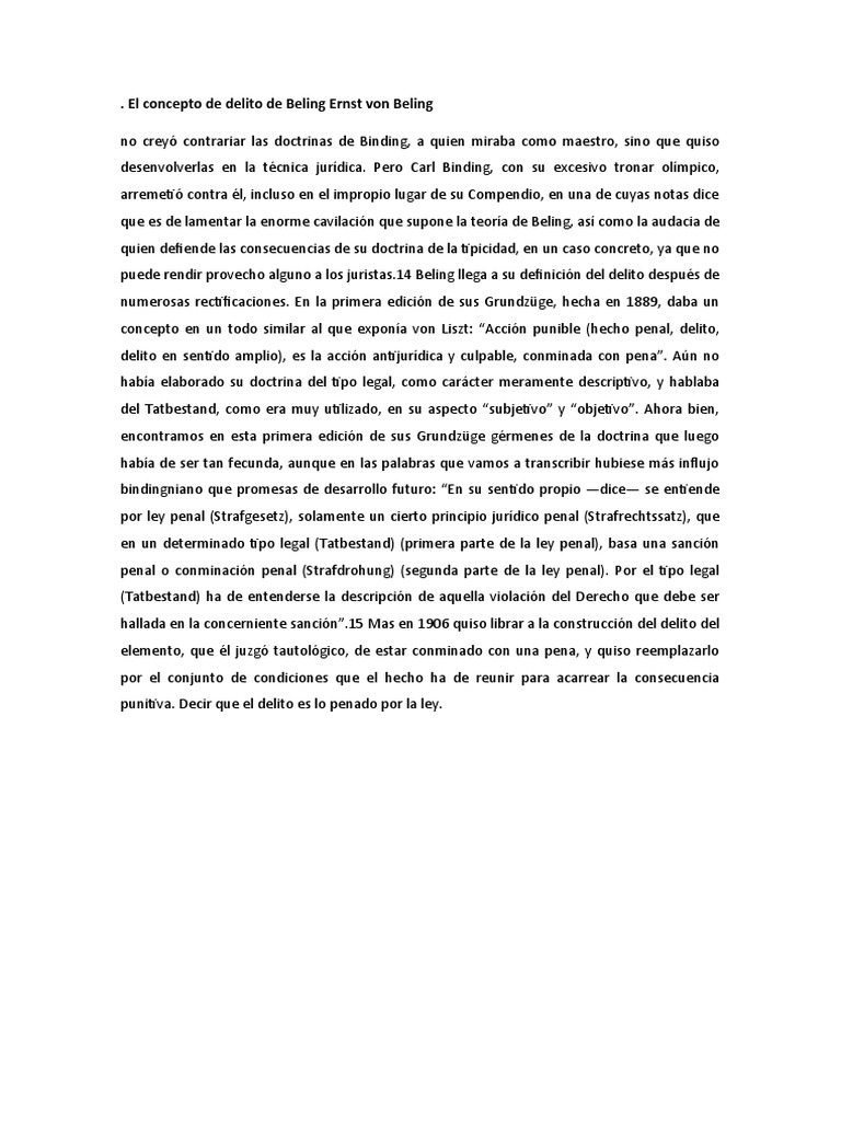 Teoría del Delito de Ernst von Beling | PDF | Filosofía | Derecho